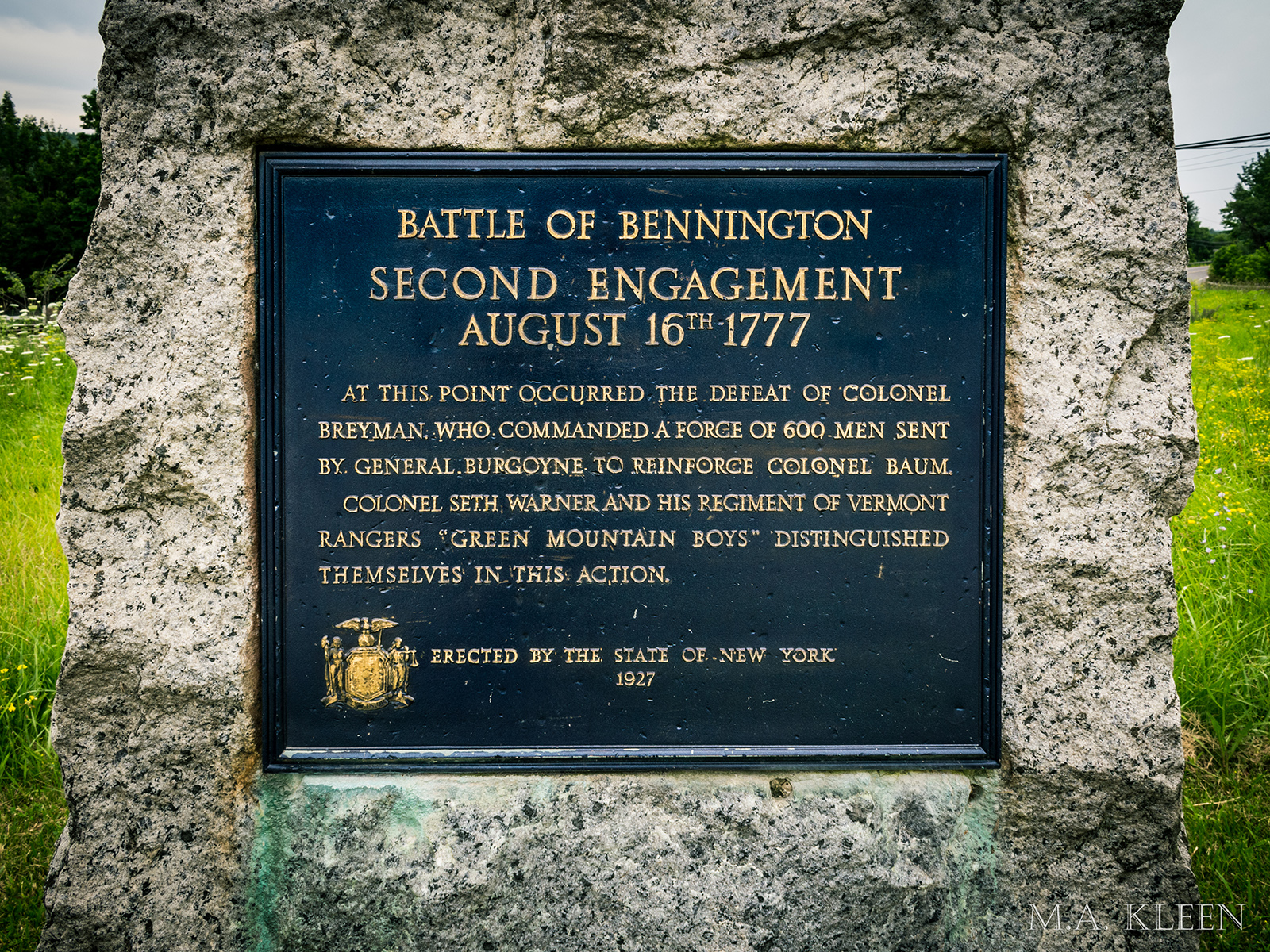Bennington Battlefield State Historic Site – M.A. Kleen