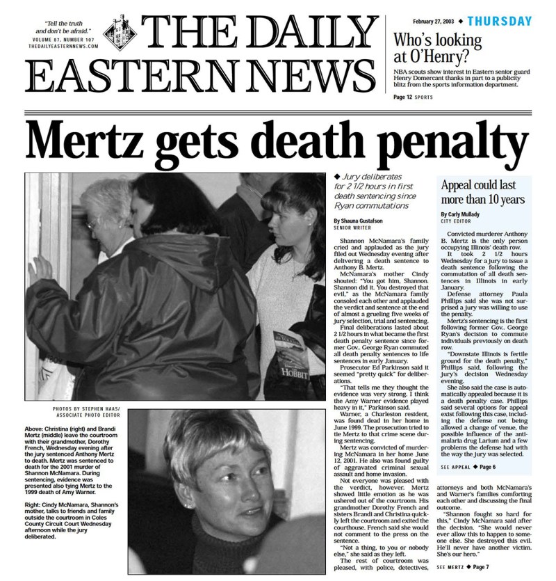 EIU Memories: Shannon McNamara’s Murder and the Trial of Anthony Mertz ...